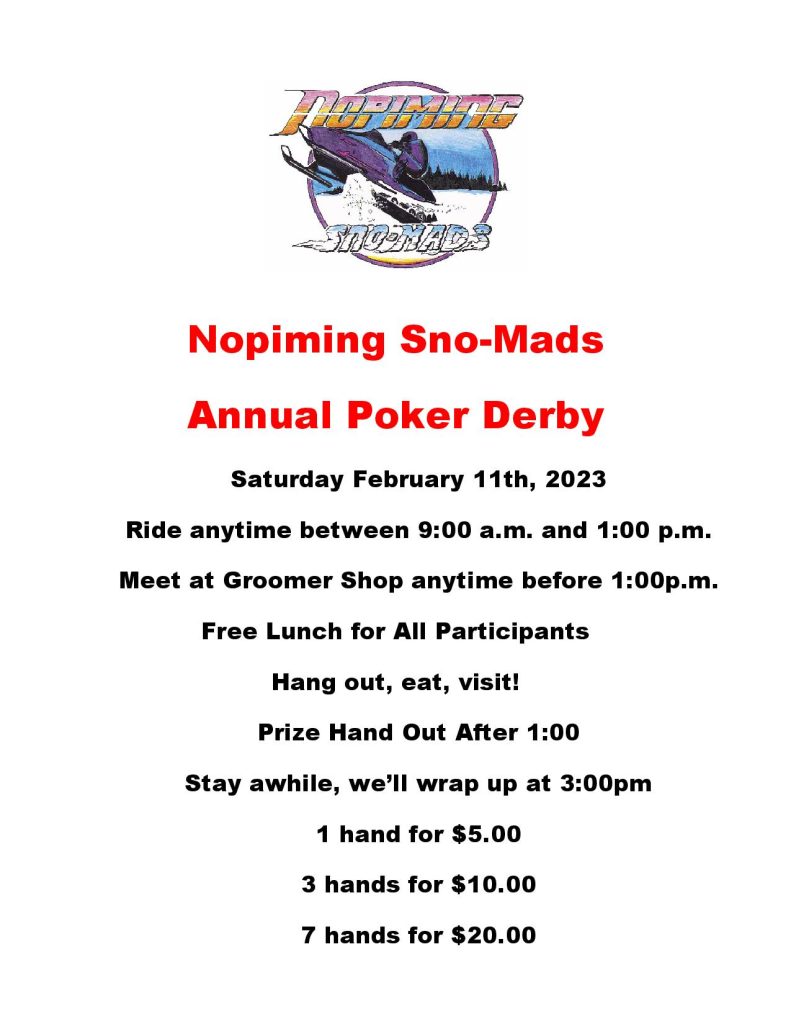Nopiming Sno-Mads Annual Poker Derby | Snoman